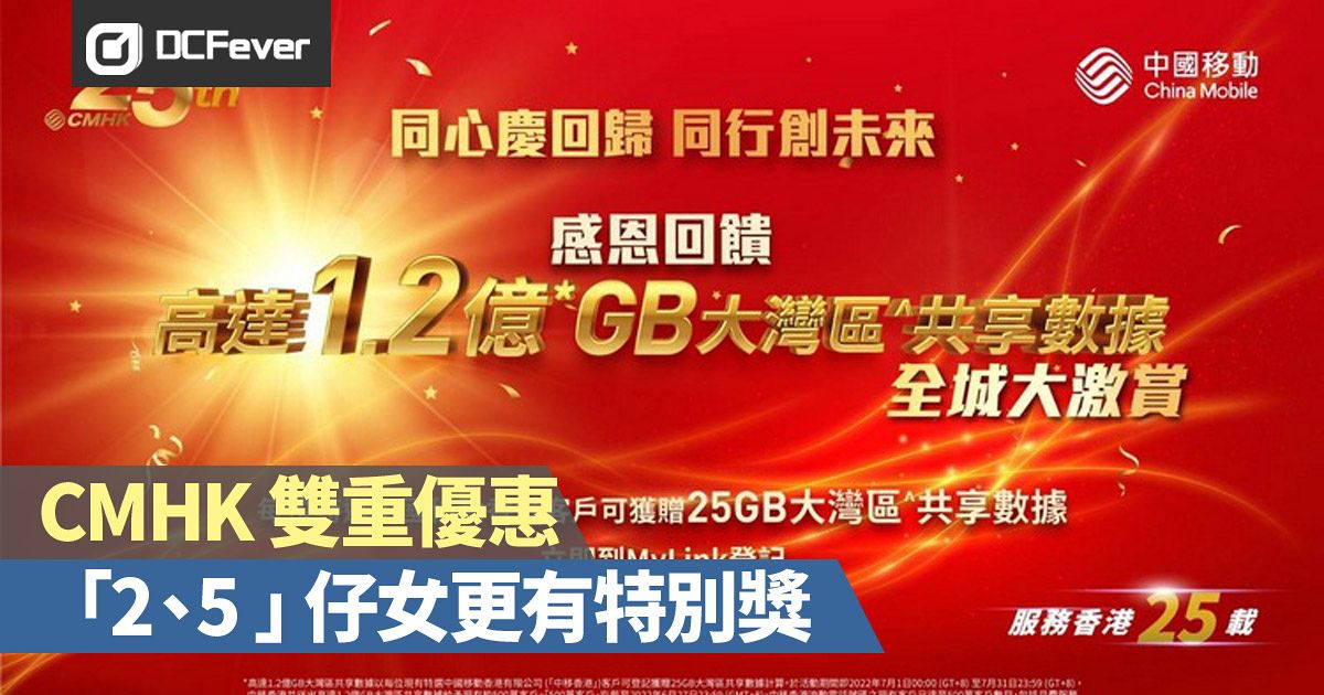 CMHK 慶回歸雙重優惠：大送 1.2 億，2、5 仔女更有特別優惠 - DCFever.com